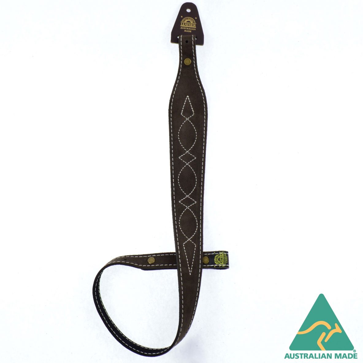 60mm Tapered Suede Gun Sling with Western Stitch Pattern - Colonial Leather