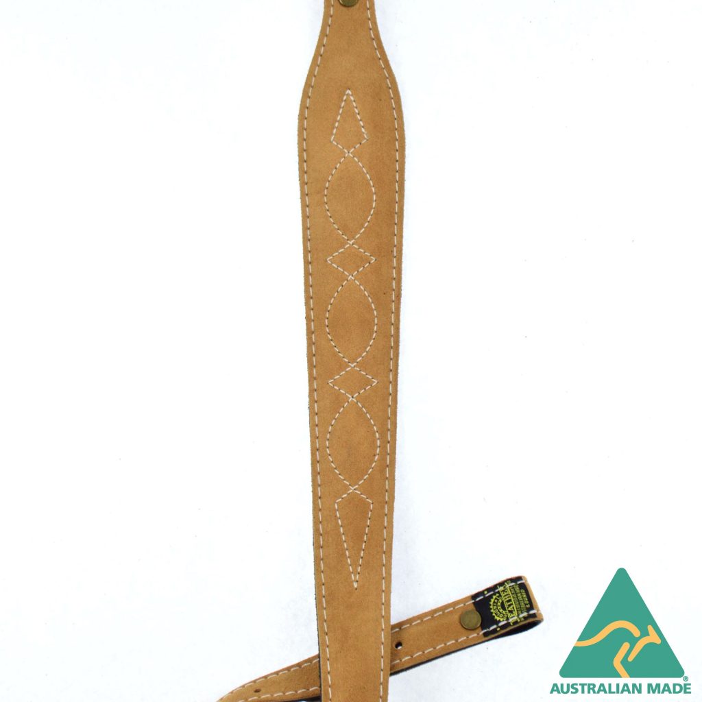 60mm Tapered Suede Gun Sling with Western Stitch Pattern - Colonial Leather