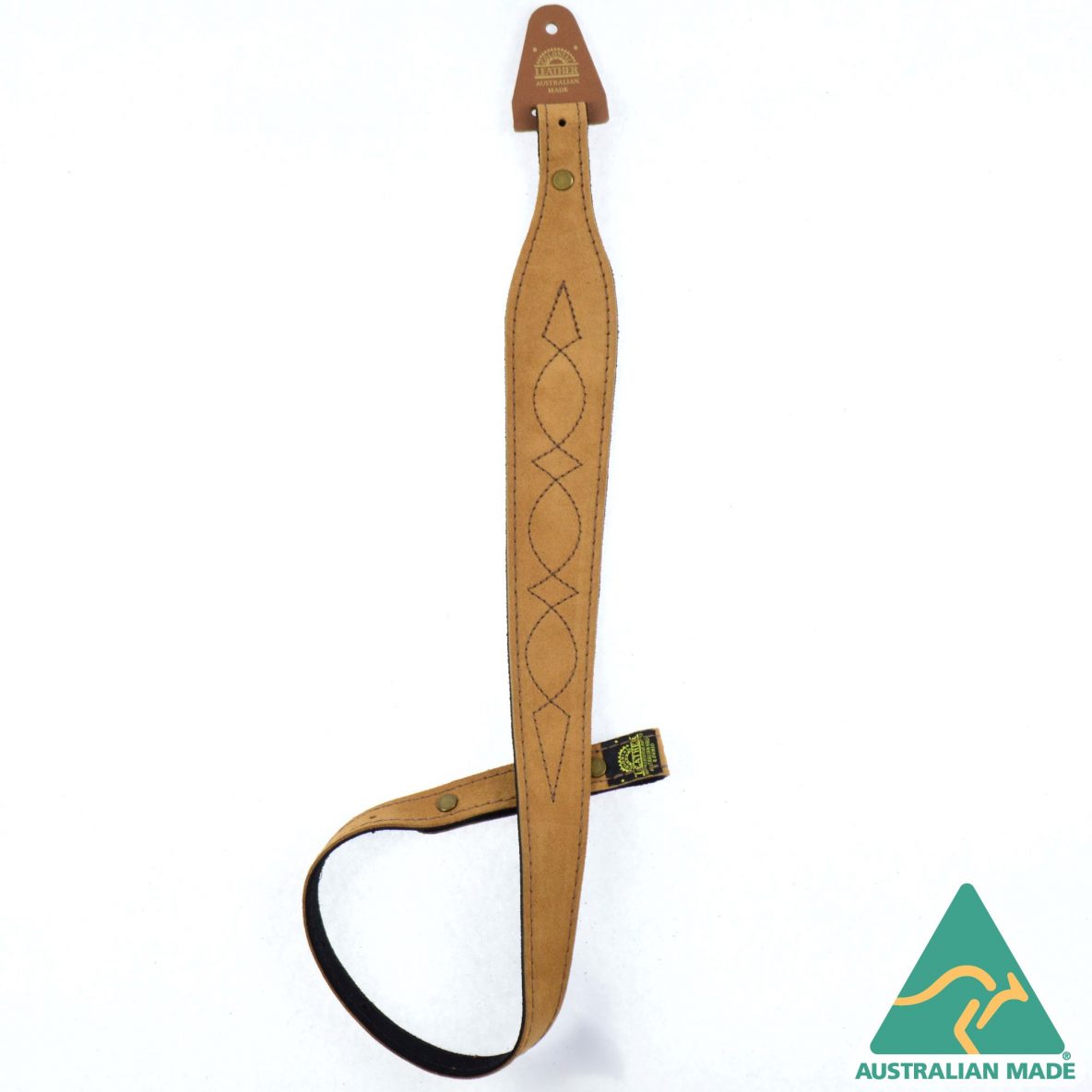 60mm Tapered Suede Gun Sling with Western Stitch Pattern - Colonial Leather