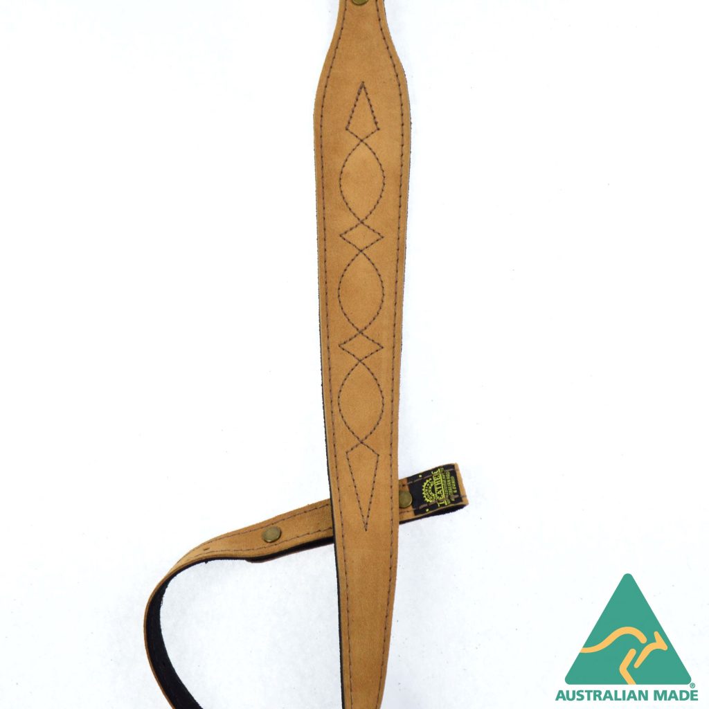 60mm Tapered Suede Gun Sling with Western Stitch Pattern - Colonial Leather