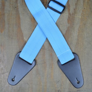 Light Blue Webbing with Heavy Duty Leather Ends Guitar Strap - Colonial ...