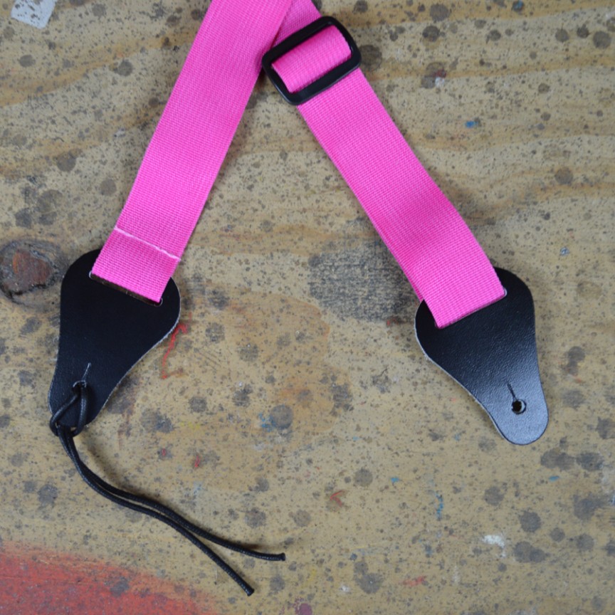 Pink Webbing Ukulele Strap - Colonial Leather
