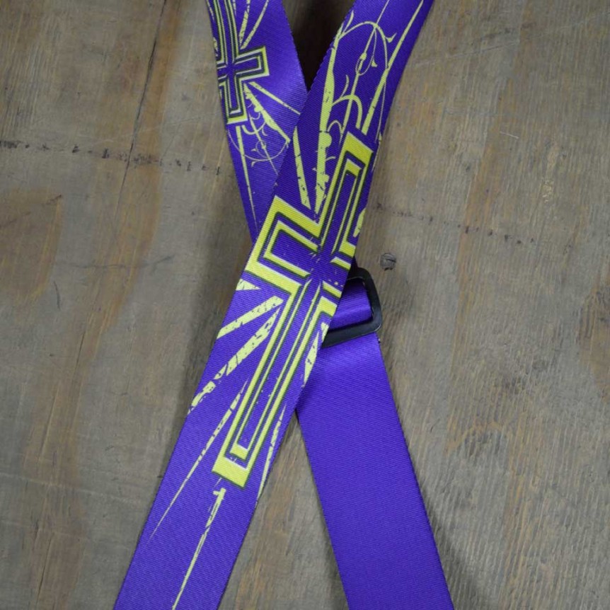 Purple Cross Printed 50mm Webbing Guitar Strap PURCRO - Colonial Leather