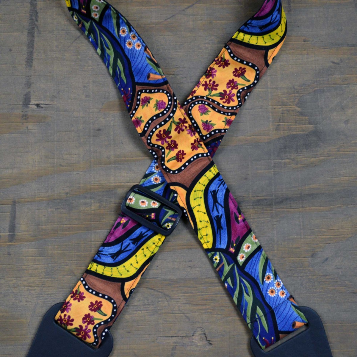 Aboriginal Art Guitar Strap - Native Fauna RSI-14 - Colonial Leather