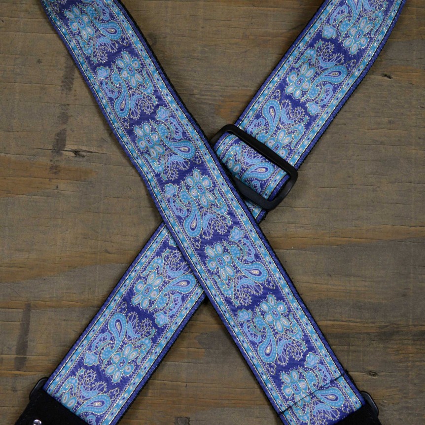 Pale Blue Jacquard 50mm Webbing Guitar Strap RSJ-15 - Colonial Leather