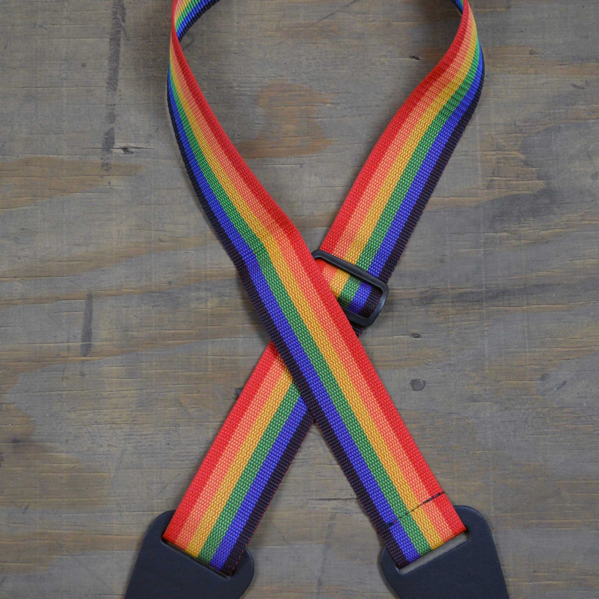 Rainbow Webbing with Heavy Duty Leather Ends Guitar Strap - Colonial ...