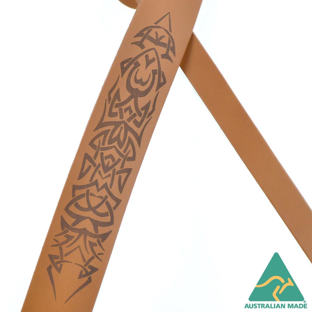 Tribal Art Laser Etched Leather Guitar Strap LEPS-TRIART - Colonial Leather