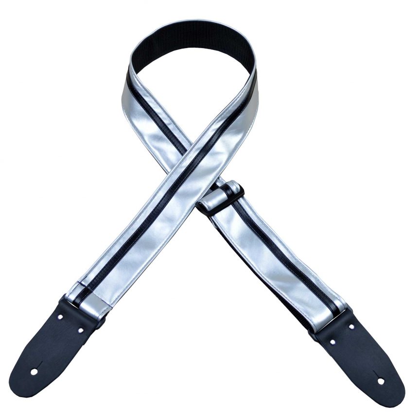 Stripe Rag Guitar Strap - Black with a Orange Stripe - Colonial Leather