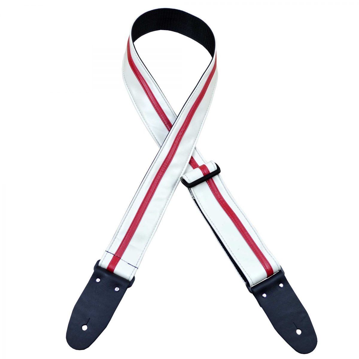 Stripe Rag Guitar Strap - Black with a Orange Stripe - Colonial Leather