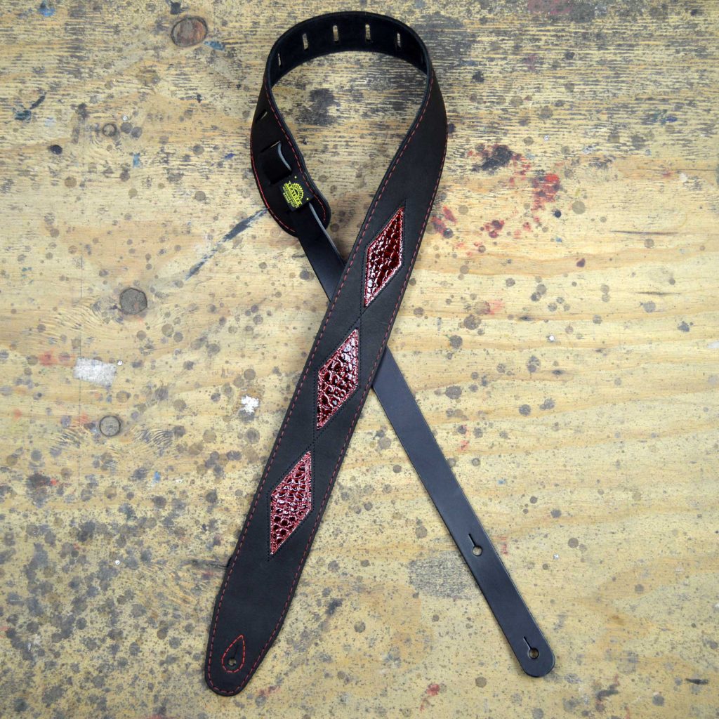 Diamond Pattern Leather Inlay Strap - Colonial Leather