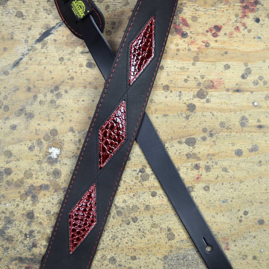 Diamond Pattern Leather Inlay Strap - Colonial Leather