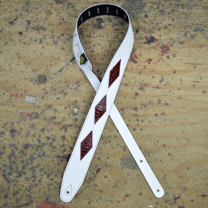 Diamond Pattern Leather Inlay Strap - Colonial Leather