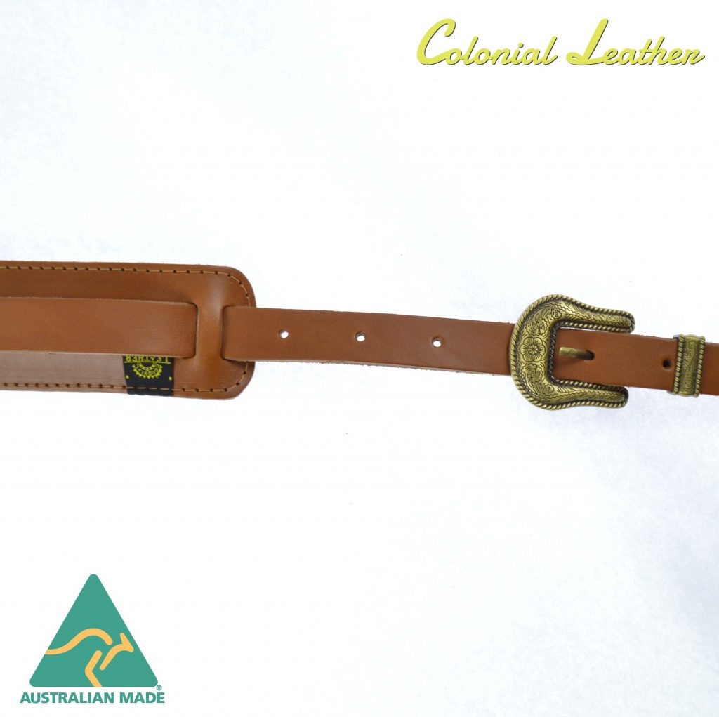 Tan 50's Style Leather Guitar Strap Tan - Colonial Leather