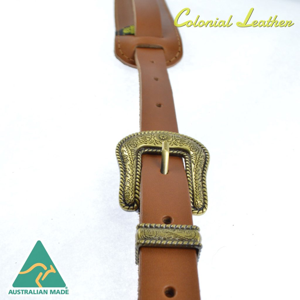 Tan 50's Style Leather Guitar Strap Tan - Colonial Leather