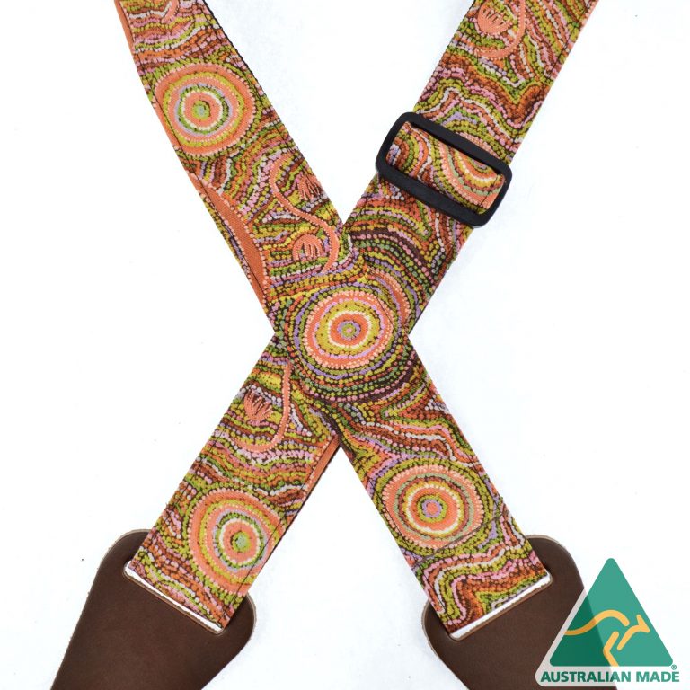 Aboriginal Art Guitar Strap - Warlu Goanna Dreaming RSI-30 - Colonial ...