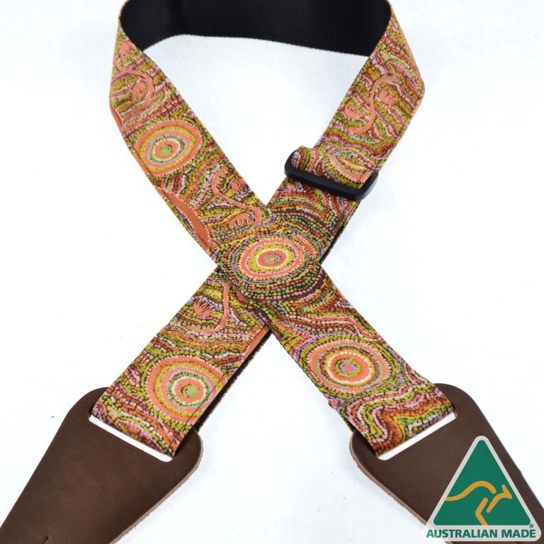 Aboriginal Art Guitar Strap - Warlu Goanna Dreaming RSI-30 - Colonial ...
