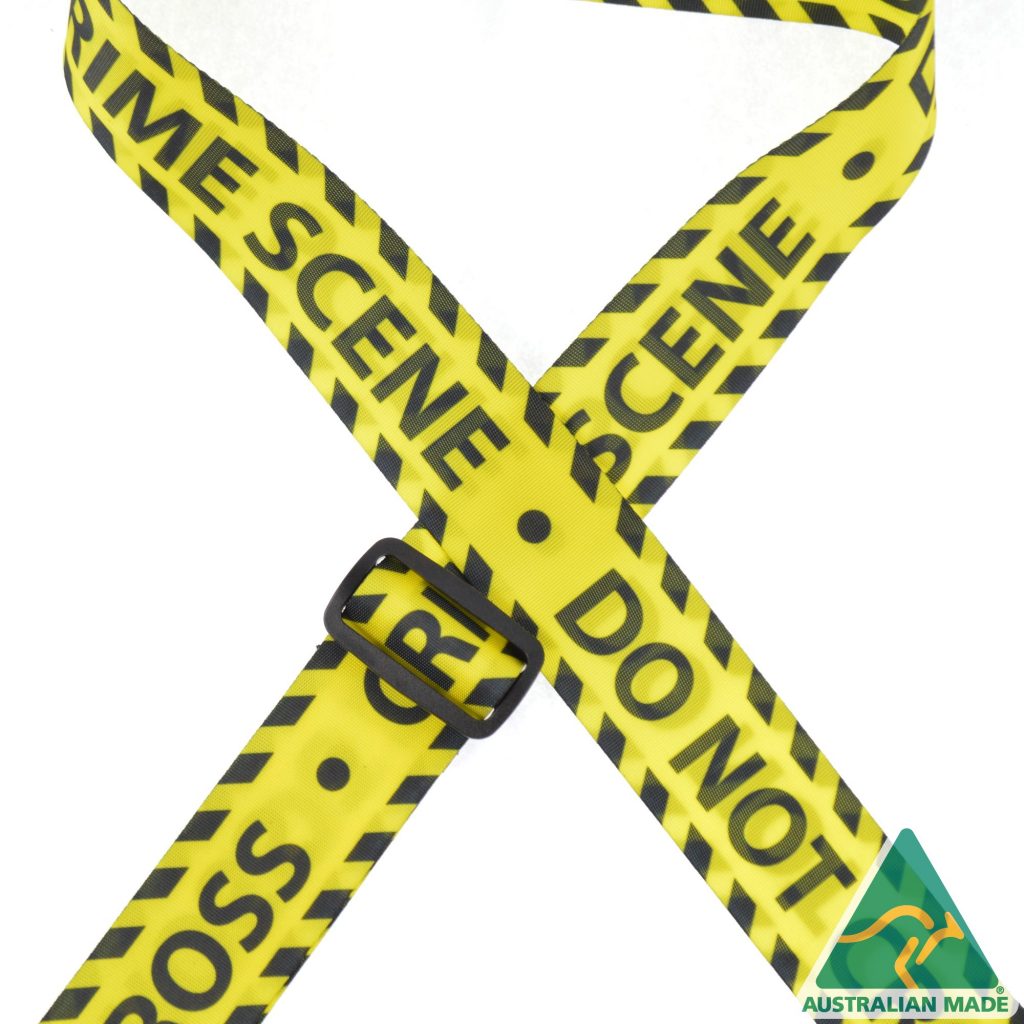 Do Not Cross Printed Webbing Guitar Strap - Colonial Leather