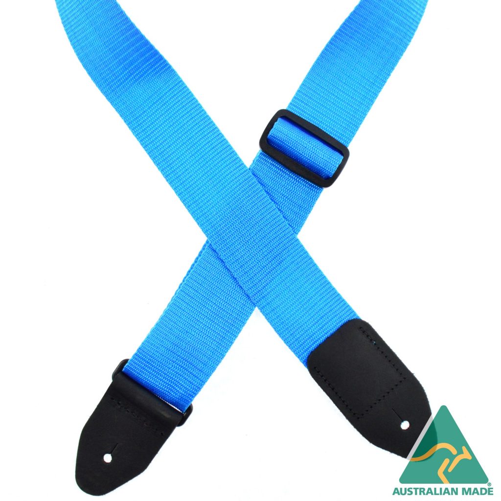 Light Blue Webbing Guitar Strap - Colonial Leather