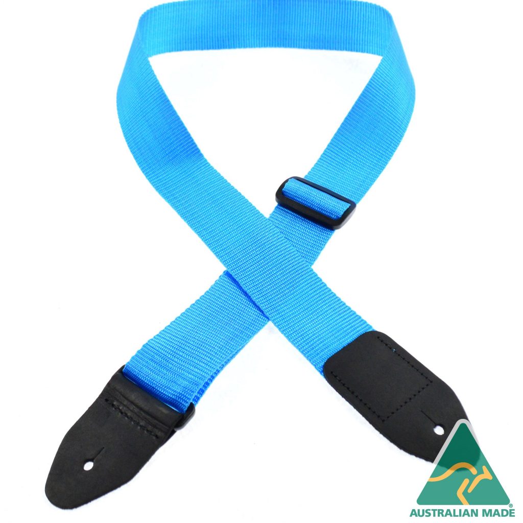 Light Blue Webbing Guitar Strap - Colonial Leather